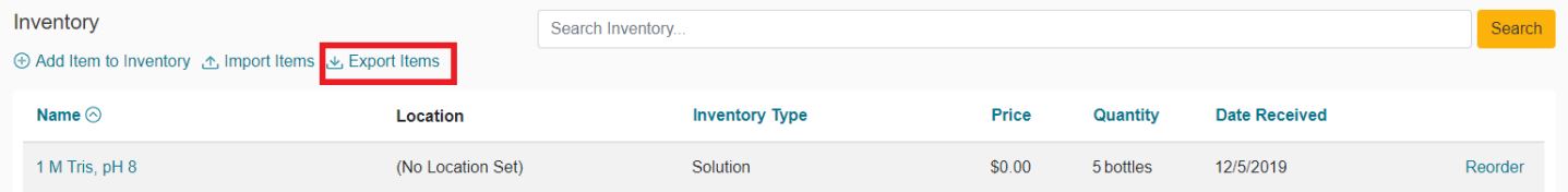 Exporting your Inventory – LabArchives Gov