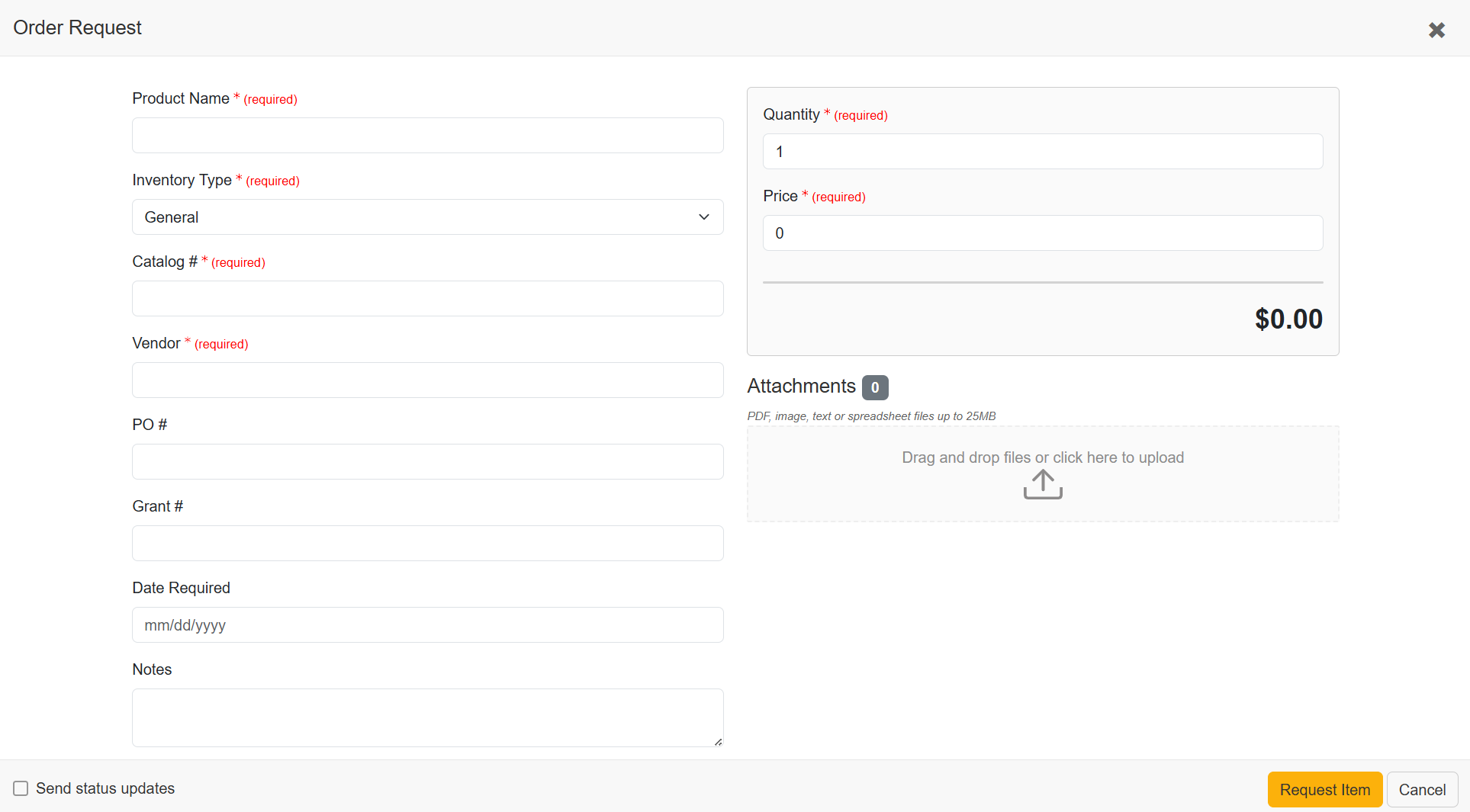 How to Request a New Item – LabArchives Gov