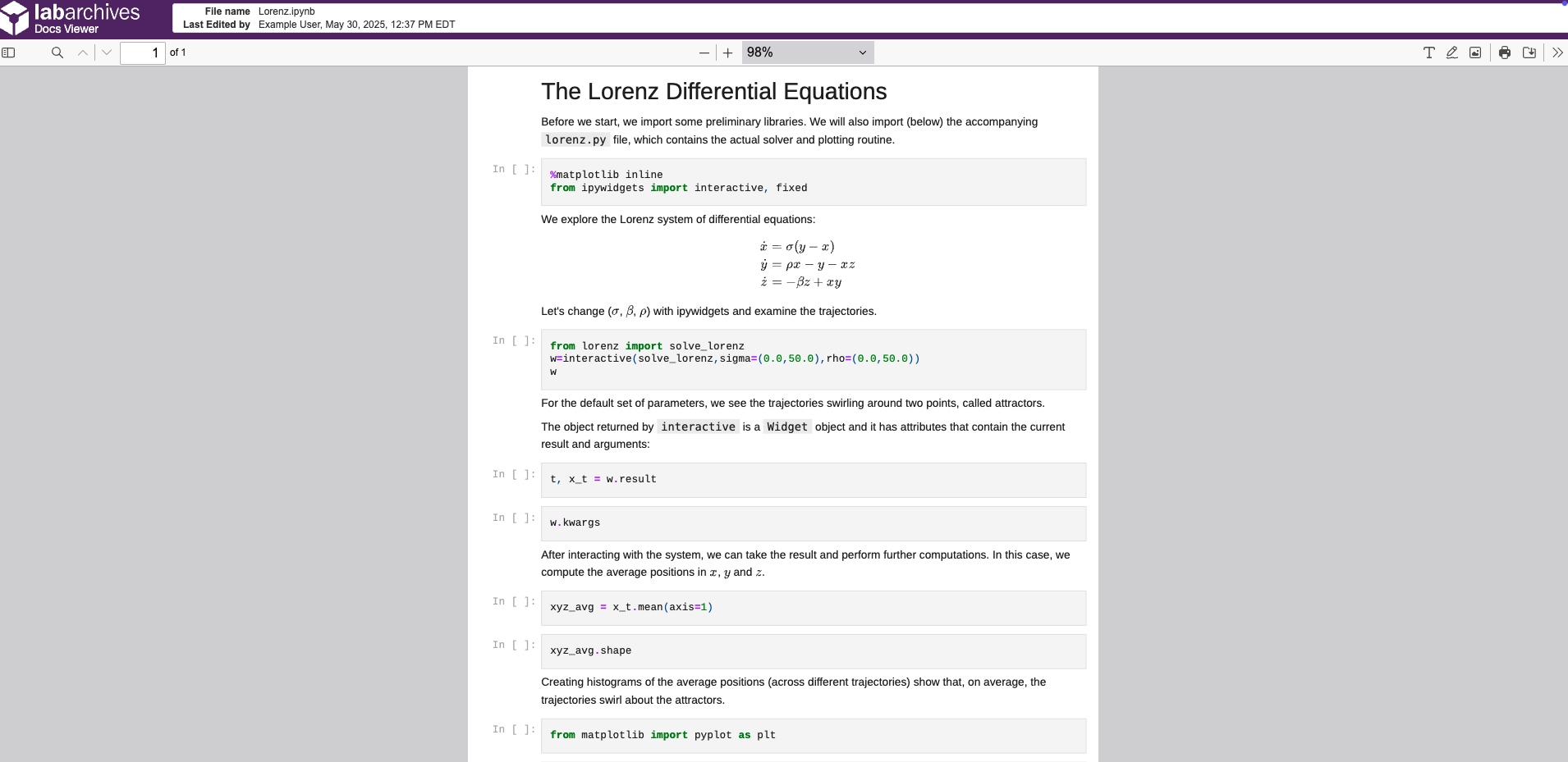 Jupyter Integration – LabArchives Gov