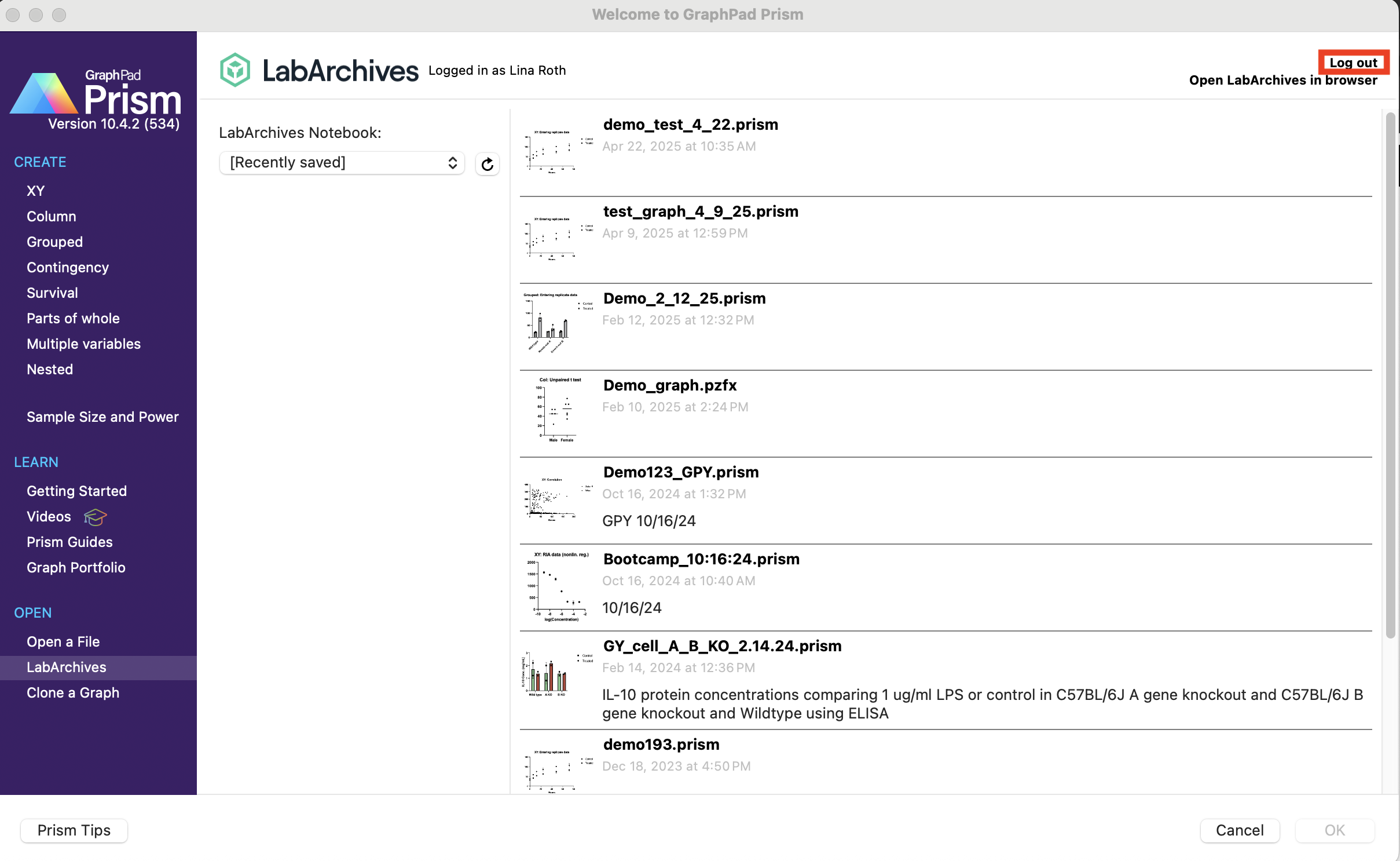 GraphPad Prism – LabArchives Gov