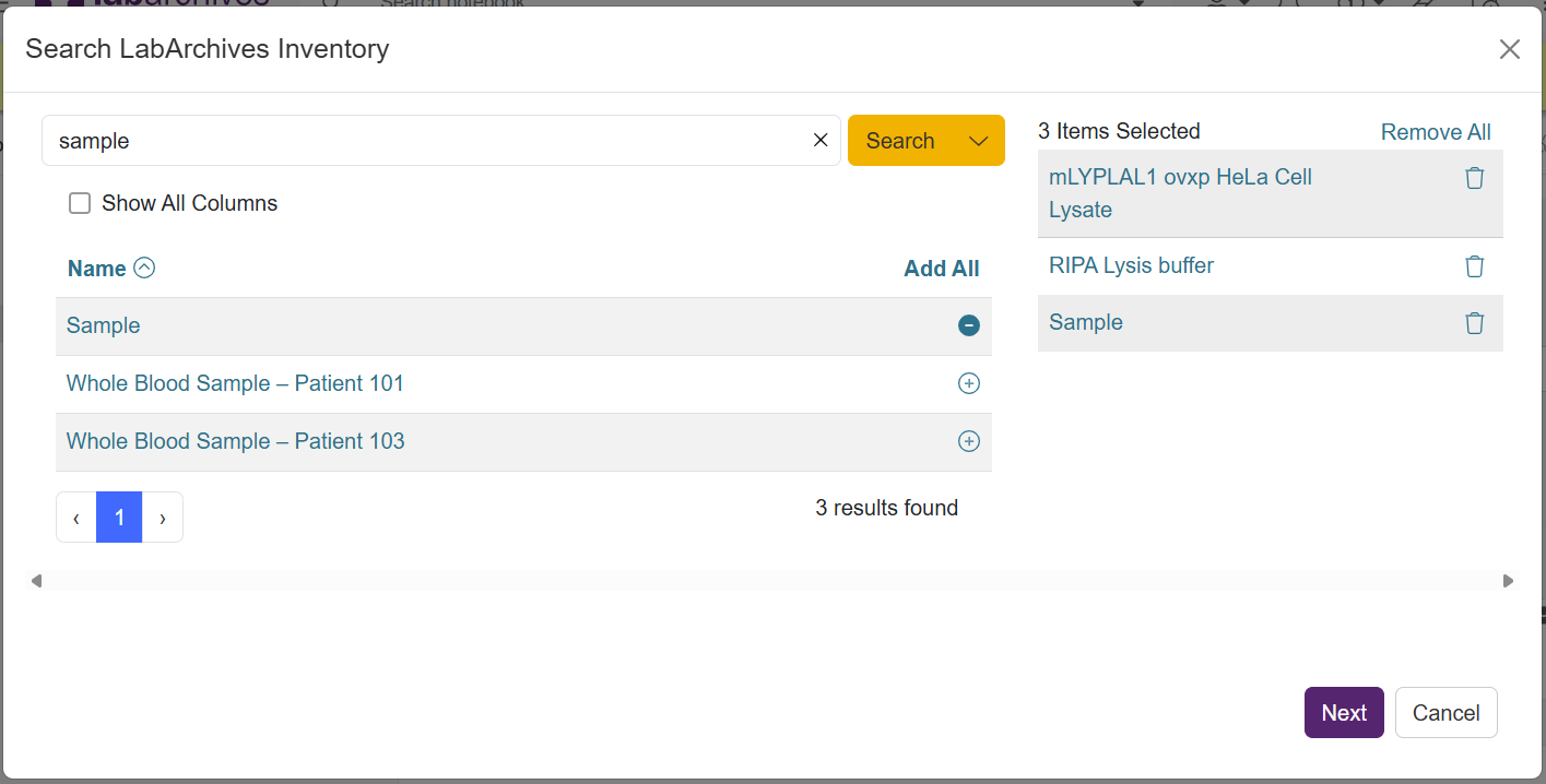 Inventory List – LabArchives Gov